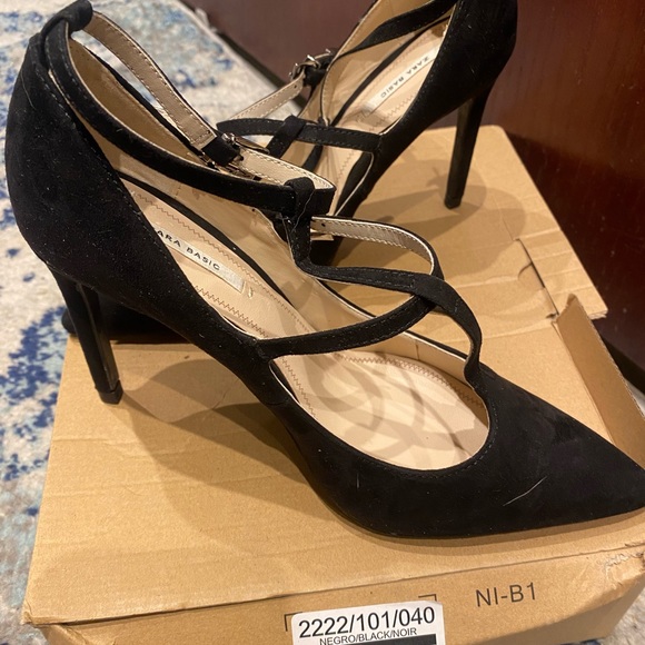 Shoes | Zara Basic High Heel With Strap Pointy | Poshmark